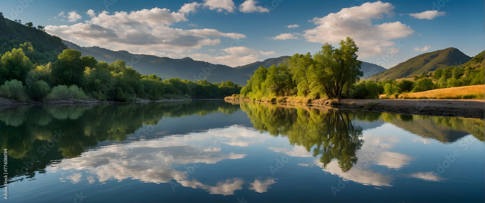 for advertisement and banner as River Reflections Reflect the serene ...