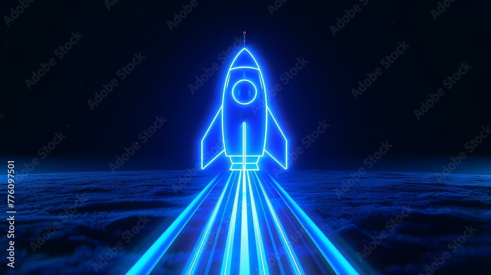 Digital rockets launch into outer space. Boosting and taking off career ...