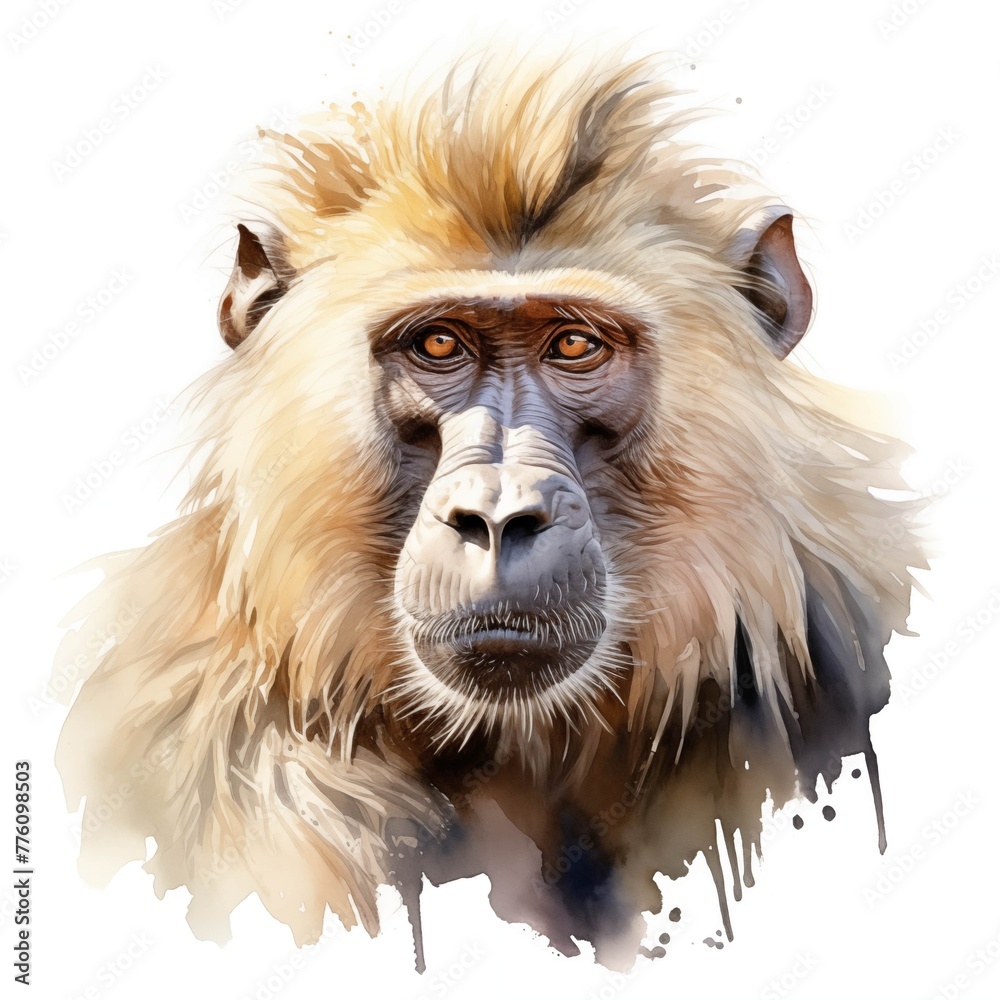 Baboon monkey. Baboon clipart. Safari African nature animal. Watercolor ...