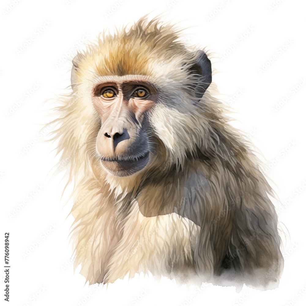Baboon monkey. Baboon clipart. Safari African nature animal. Watercolor ...