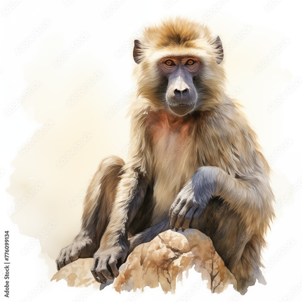 Baboon monkey. Baboon clipart. Safari African nature animal. Watercolor ...