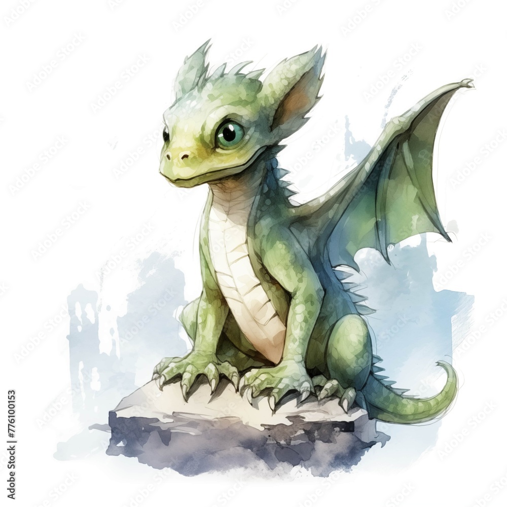 Baby dragon. Chinese dragon clipart. Watercolor illustration ...