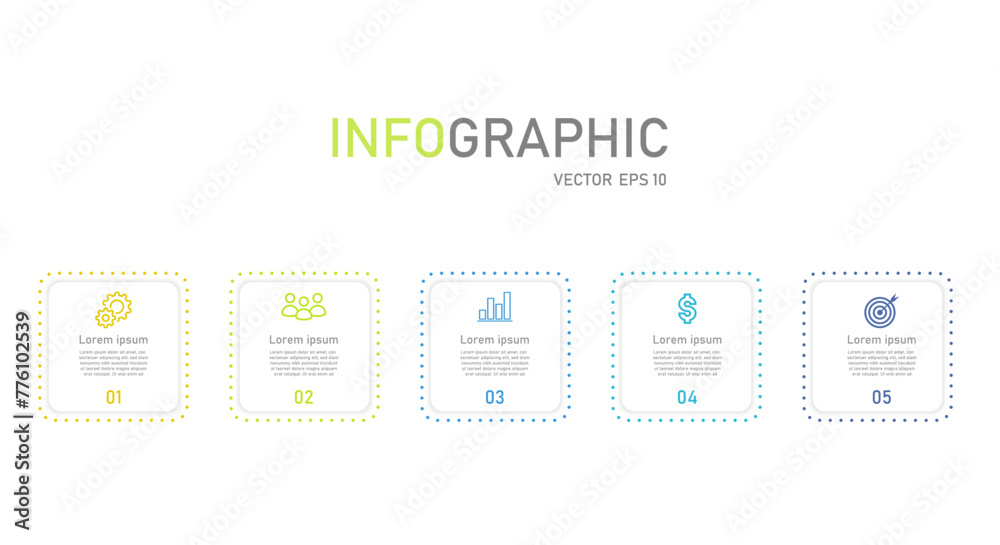 Vector infographic design of 5 steps of work process. Graphics for ...
