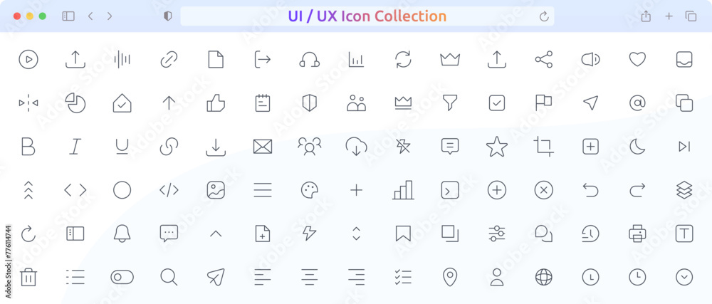 Mega set of ui ux icon set. User interface icons collection. UI icon ... Mega set of ui ux icon set. User interface icons collection. UI icon ...