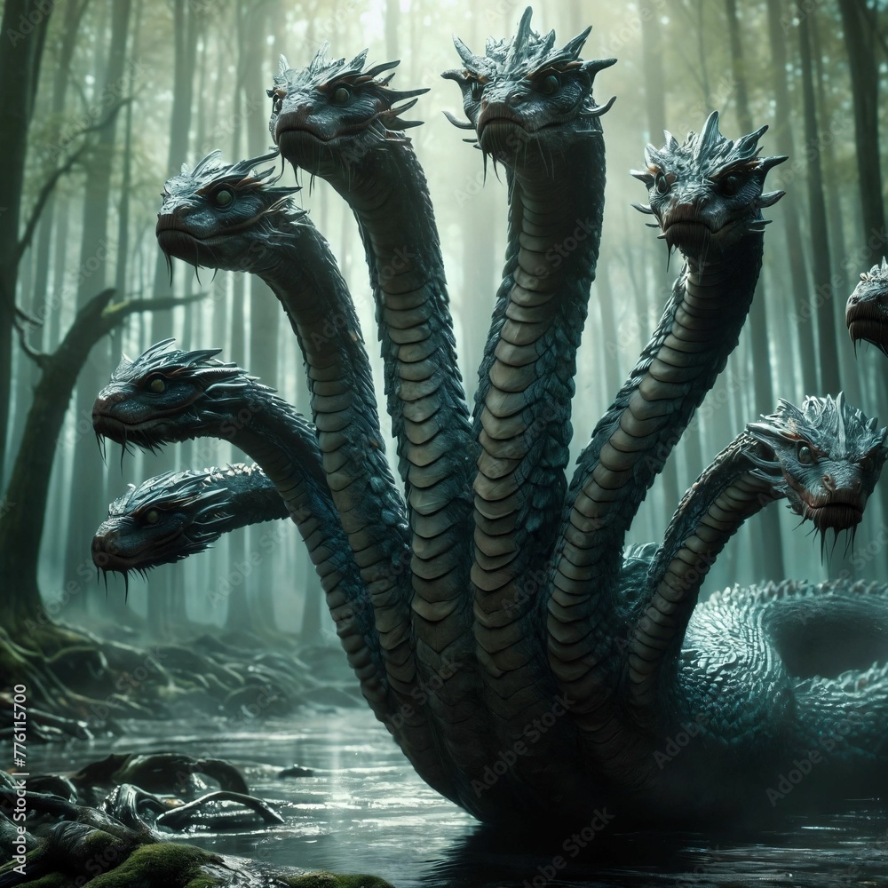 Hydra, a many-headed monster from ancient Greek mythology. When it ...