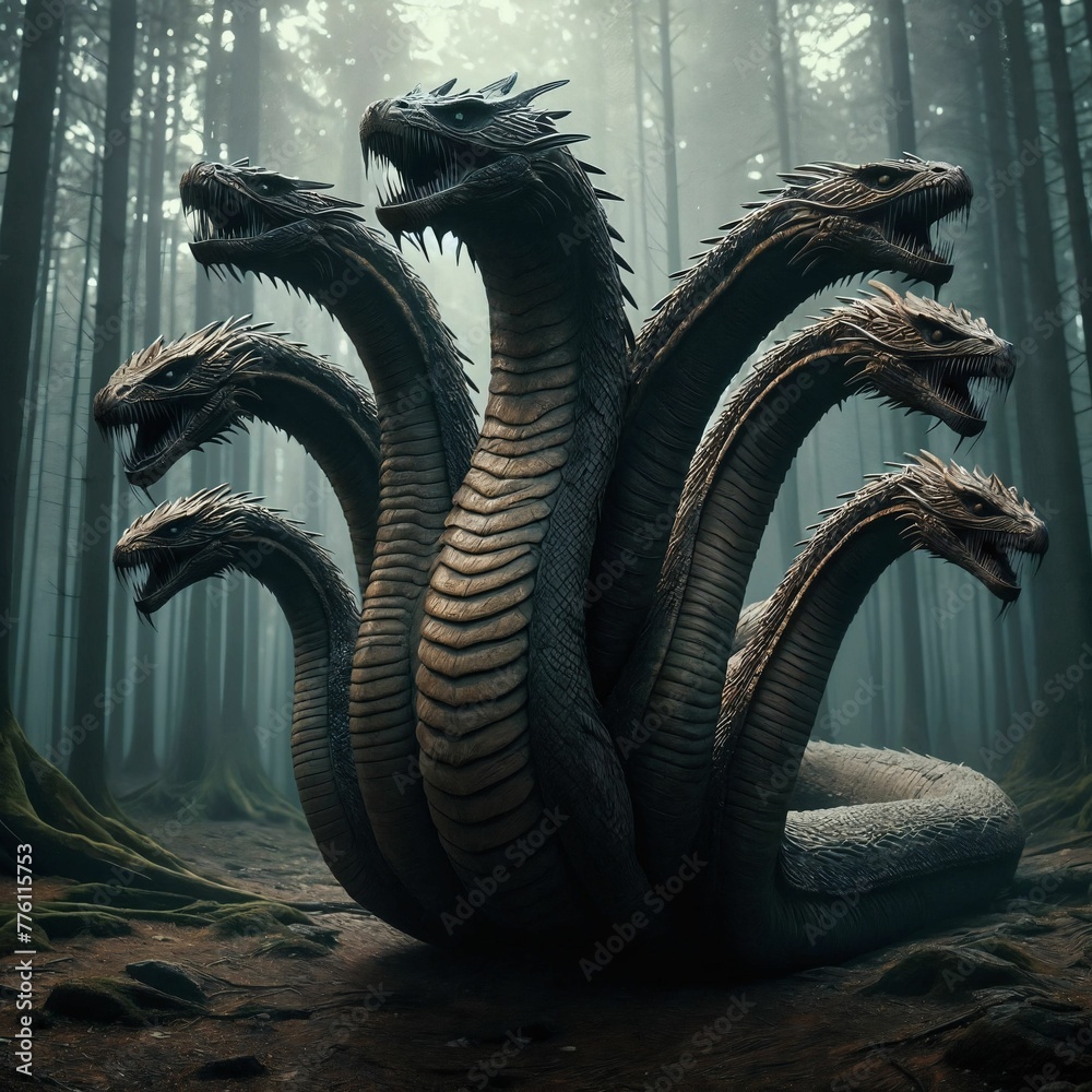 Hydra, a many-headed monster from ancient Greek mythology. When it ...