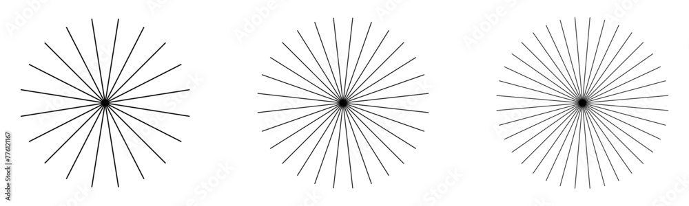 Radial patterns of thin lines – Set of simple starbursts isolated on a ...