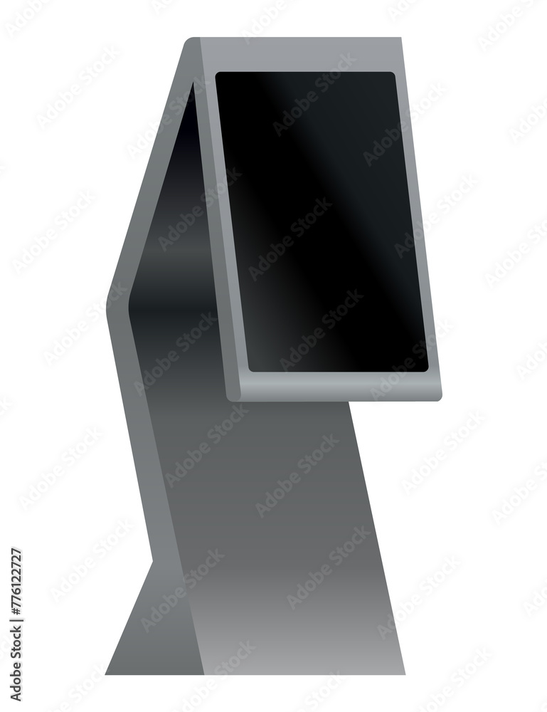 Self order kiosk. Interactive board with touchscreen display mockup. Sensor information kiosk or ...