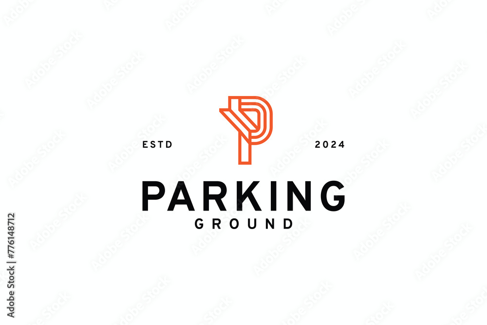 modern parking ground logo vector design template. outline parking zone ...