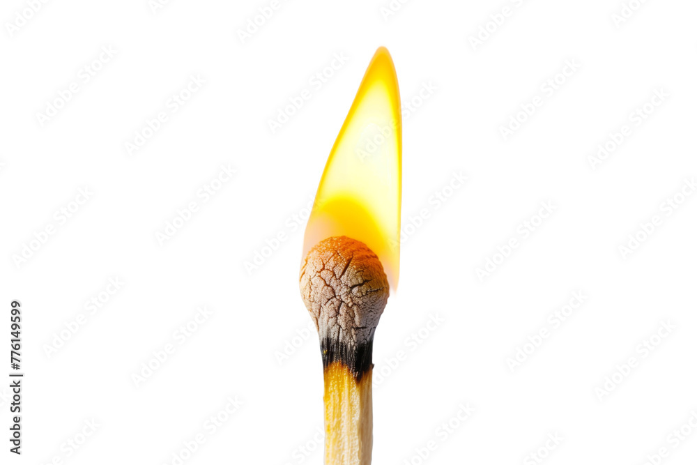 Ignited Matchstick with Flame Isolated on White Transparent Background ...