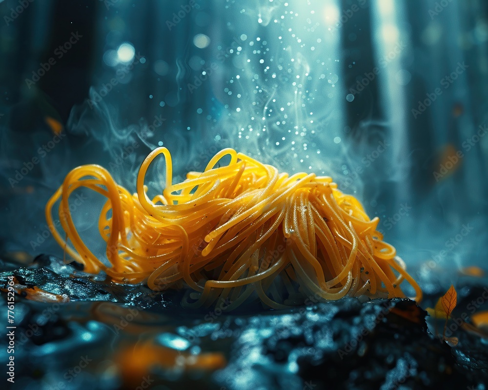 Use spaghetti as a unique texture in a composition influenced by ...
