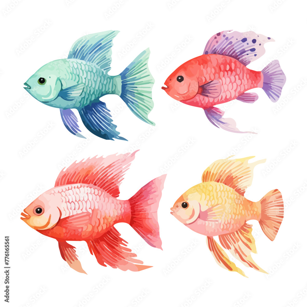 Watercolor painting vector of a fish, isolated on a white background ...