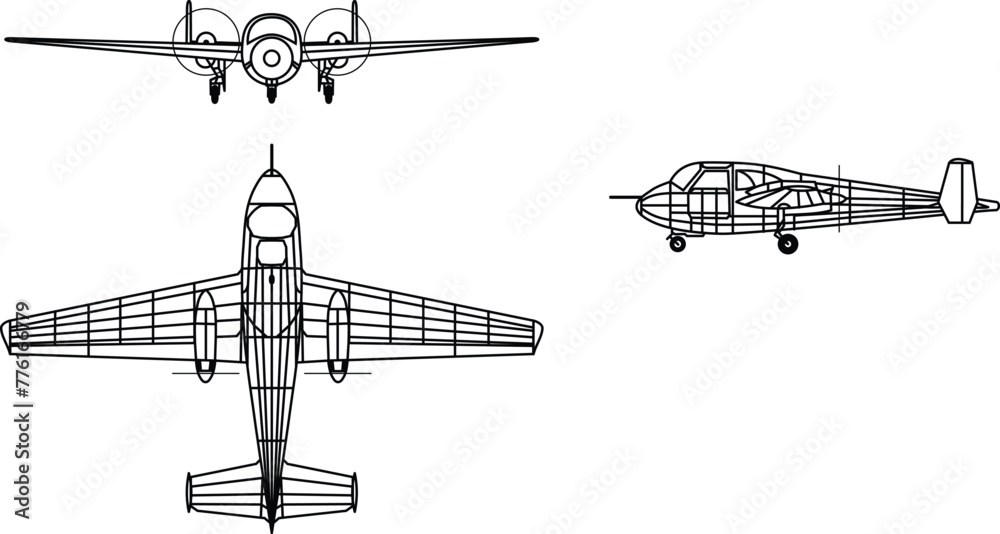 Fighter jet, plane, drawing, blueprint, outline eps vector illustration ...