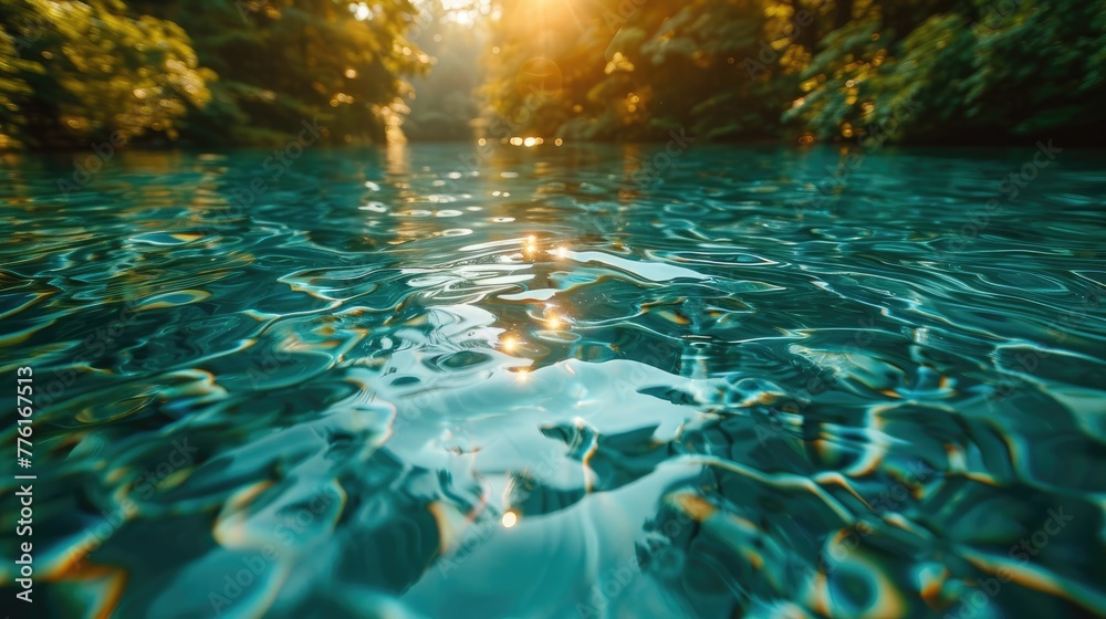 Calm, reflective surface of a natural spring, emphasizing clarity and ...