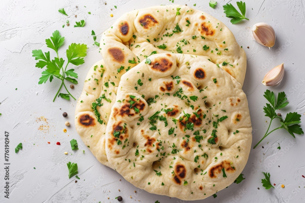 butter naan, naan wrap, naan isolated, tandoori chicken, coriander ...