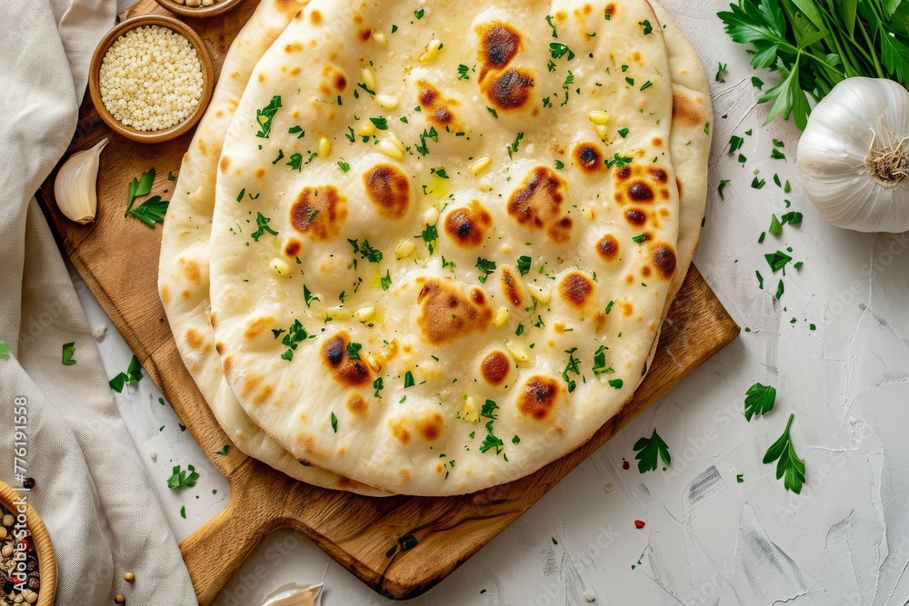 butter naan, naan wrap, naan isolated, tandoori chicken, coriander ...