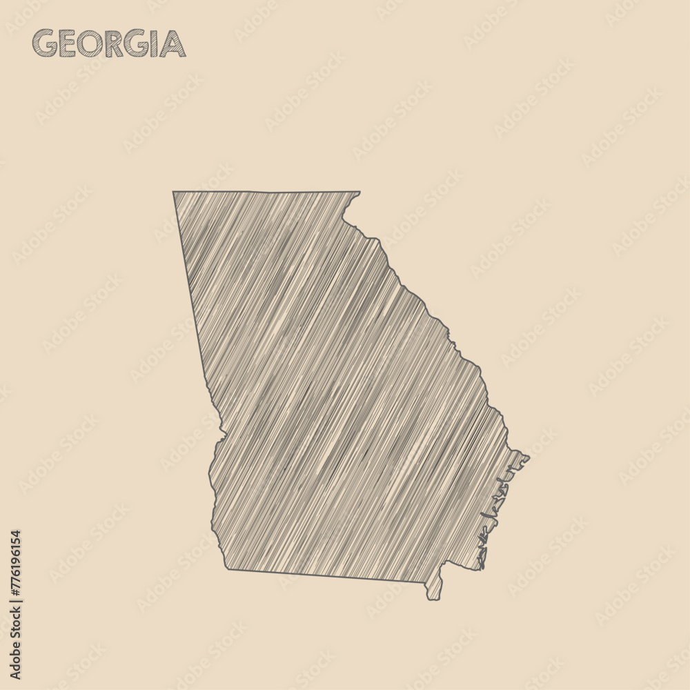 Georgia map hand drawn Sketch background vector, Georgia freehand ...