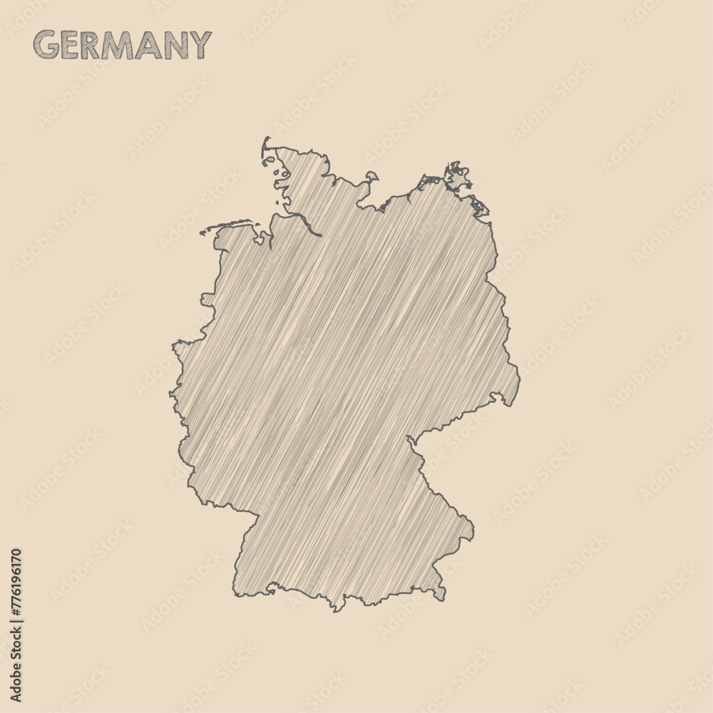 Germany map hand drawn Sketch background vector, Germany freehand Sketch map, vintage hand drawn ...