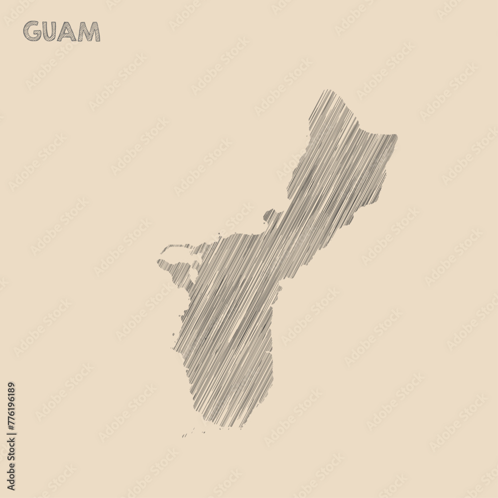 Guam map hand drawn Sketch background vector, Guam freehand Sketch map ...