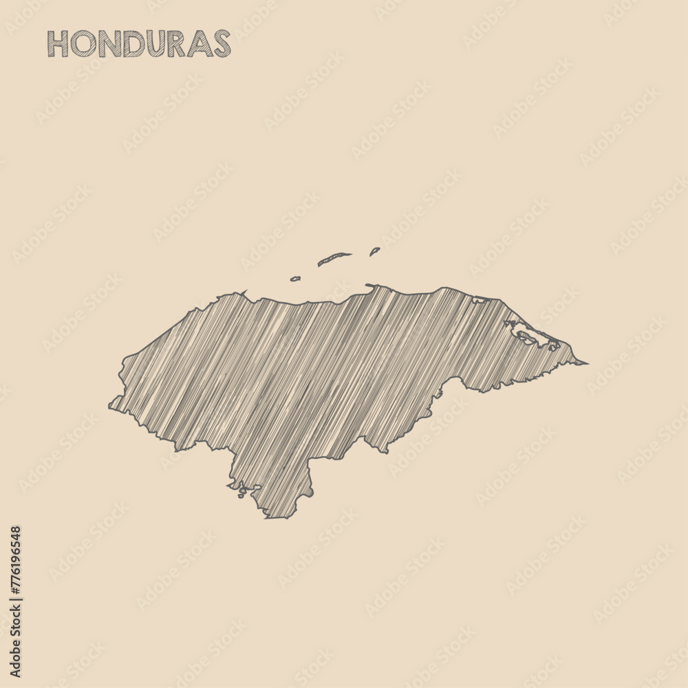 Honduras map hand drawn Sketch background vector, Honduras freehand ...