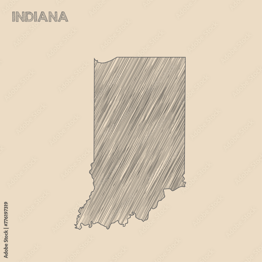 Indiana map hand drawn Sketch background vector, Indiana freehand ...