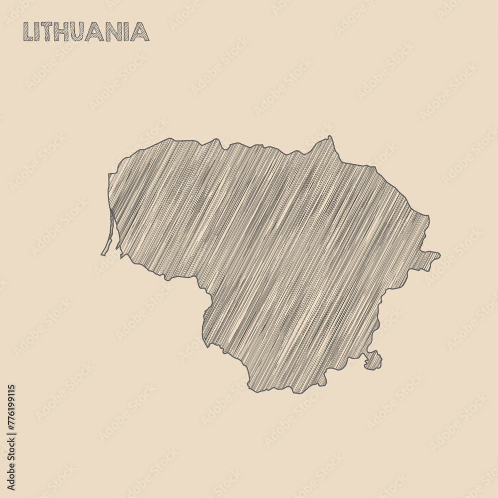 Lithuania map hand drawn Sketch background vector, Lithuania freehand Sketch map, vintage hand ...