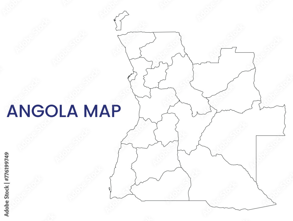 Vetor de High detailed map of Angola. Outline map of Angola. Africa do ...