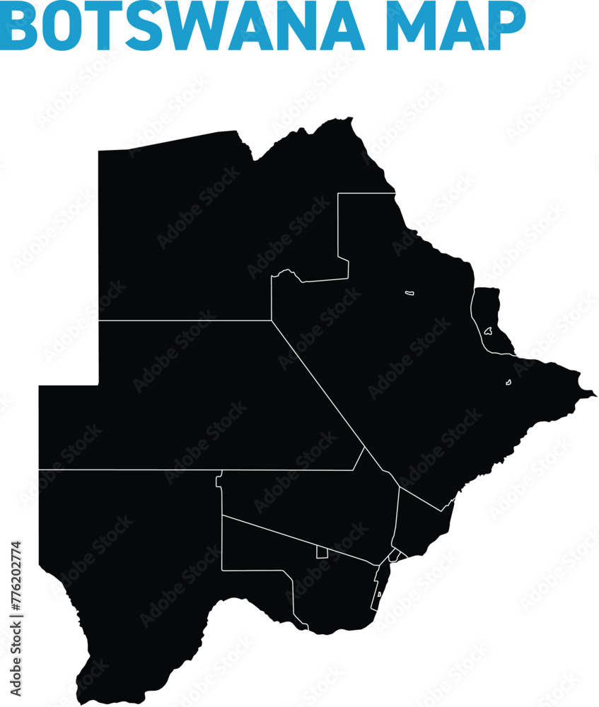High detailed map of Botswana. Outline map of Botswana. Africa Stock ...