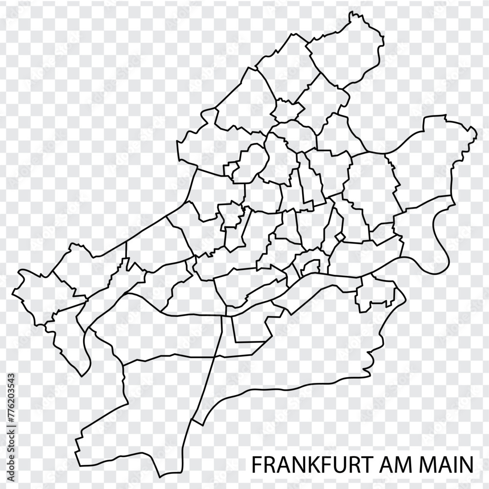 High Quality map of Frankfurt is a city The Germany, with borders of ...
