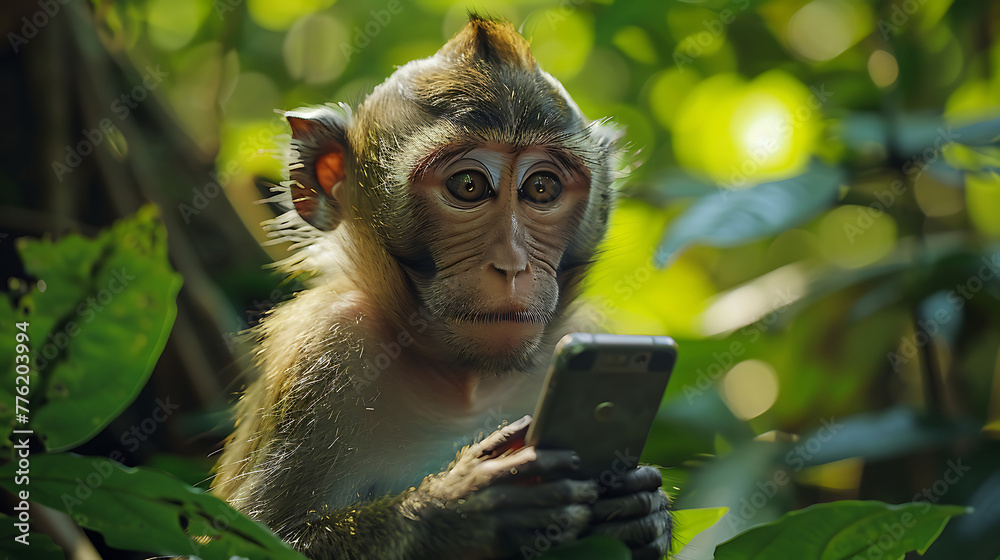 Jungle Tech: Monkey's Moment with Mobile in the Jungle , monkey ...