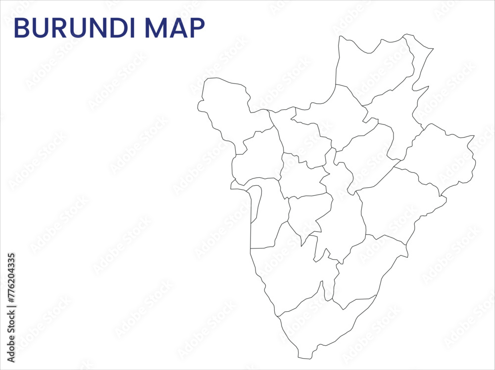 High detailed map of Burundi. Outline map of Burundi. Africa Stock ...