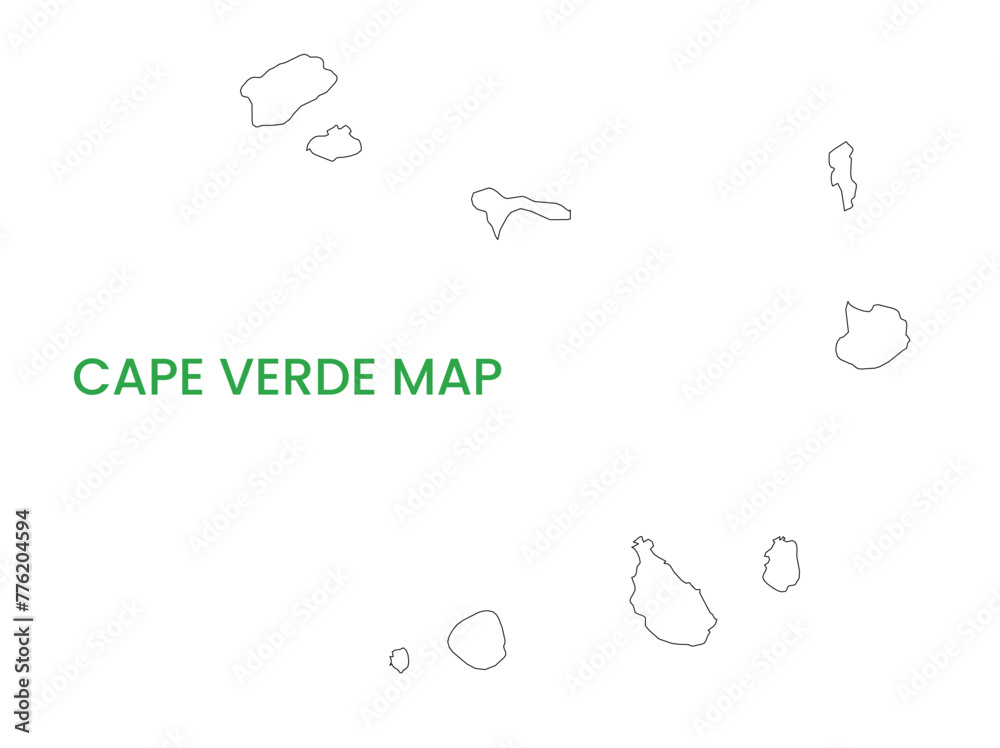 Vecteur Stock High detailed map of Cape Verde. Outline map of Cape ...