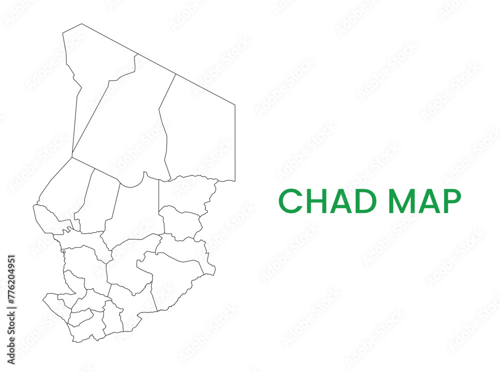 Vetor de High detailed map of Chad. Outline map of Chad. Africa do ...