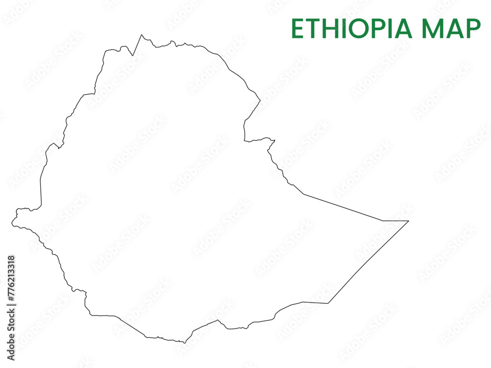 Stockvector High detailed map of Ethiopia. Outline map of Ethiopia ...