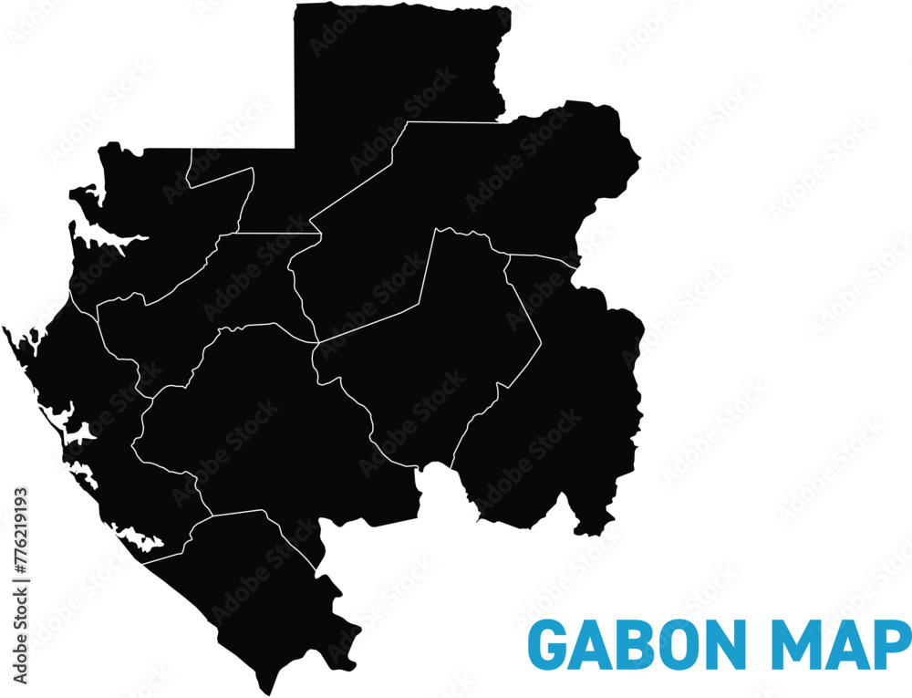 High detailed map of Gabon. Outline map of Gabon. Africa Stock Vector | Adobe Stock