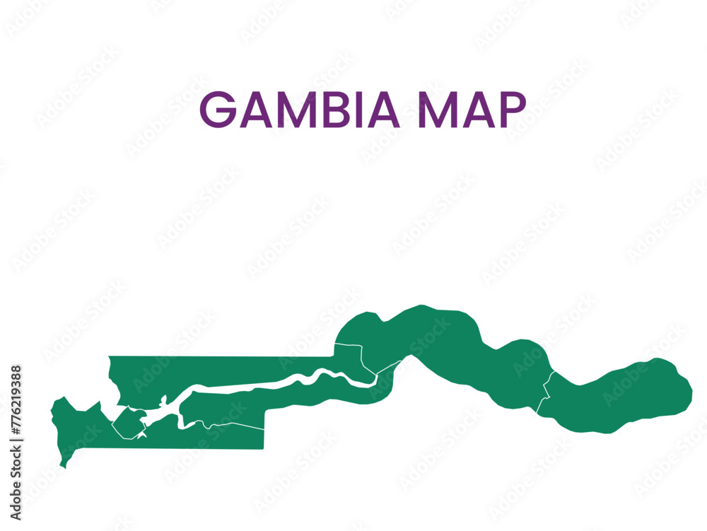 Vecteur Stock High detailed map of Gambia. Outline map of Gambia ...