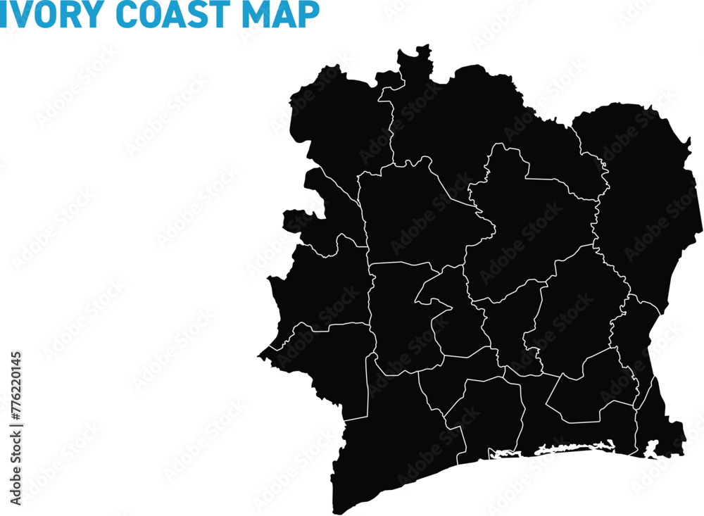 High detailed map of Ivory Coast. Outline map of Ivory Coast. Africa ...