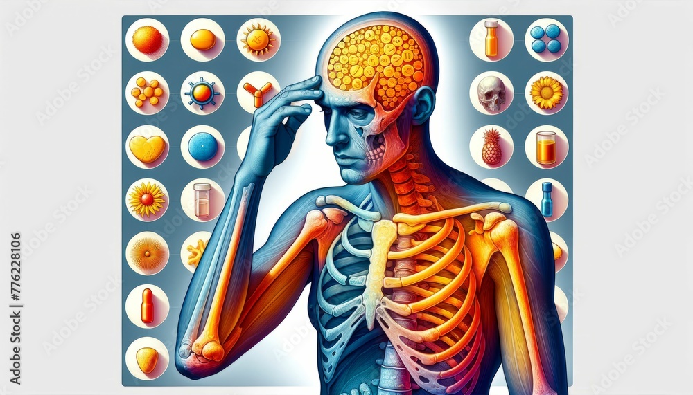 Allergic Reaction and Immune Response Medical Illustration. Anatomical ...
