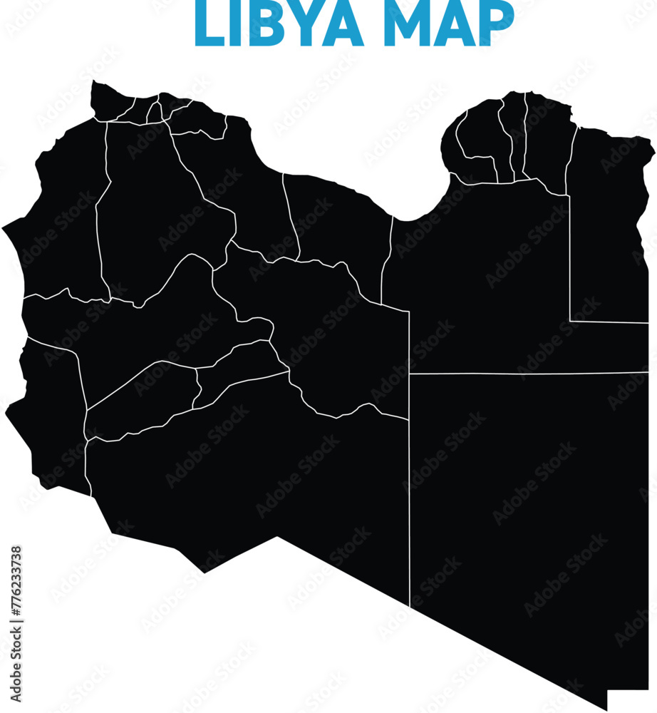 Vetor de High detailed map of Libya. Outline map of Libya. Africa do ...