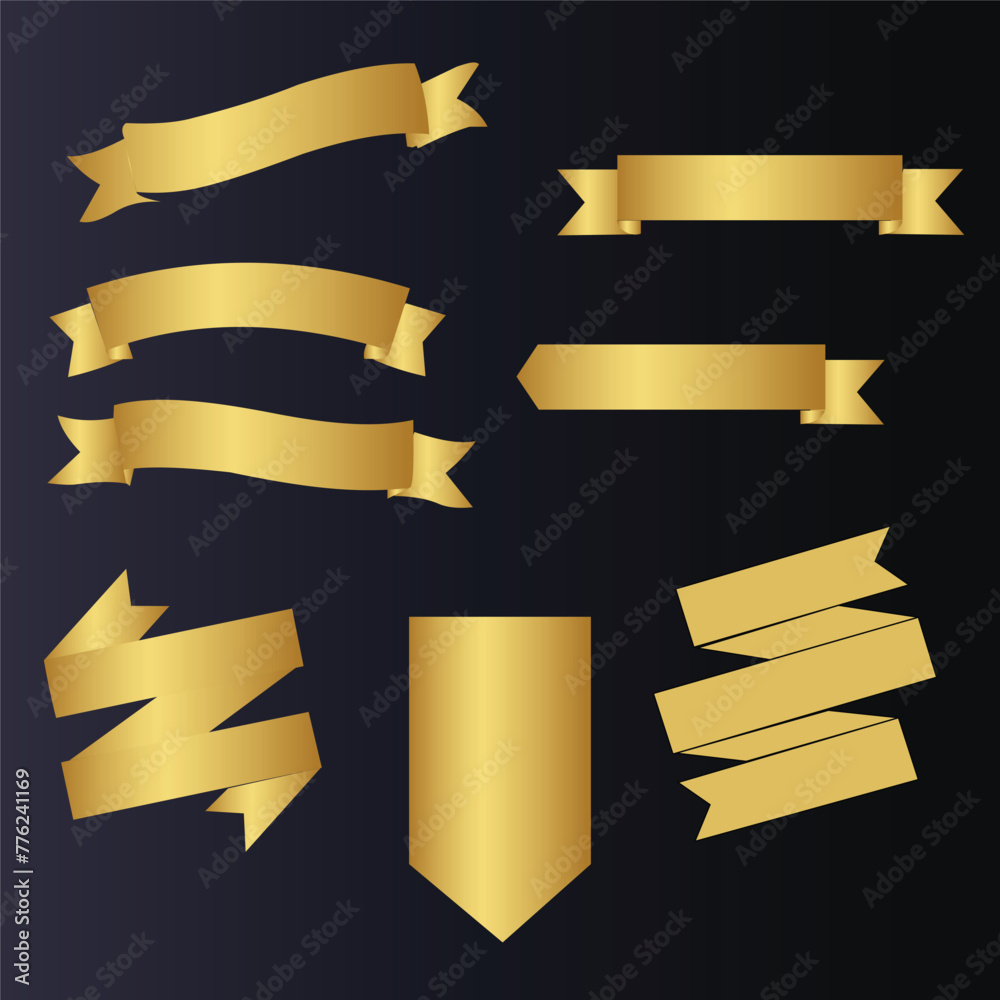 Vecteur Stock Collection of Ribbons banner in various shapes of ribbons ...