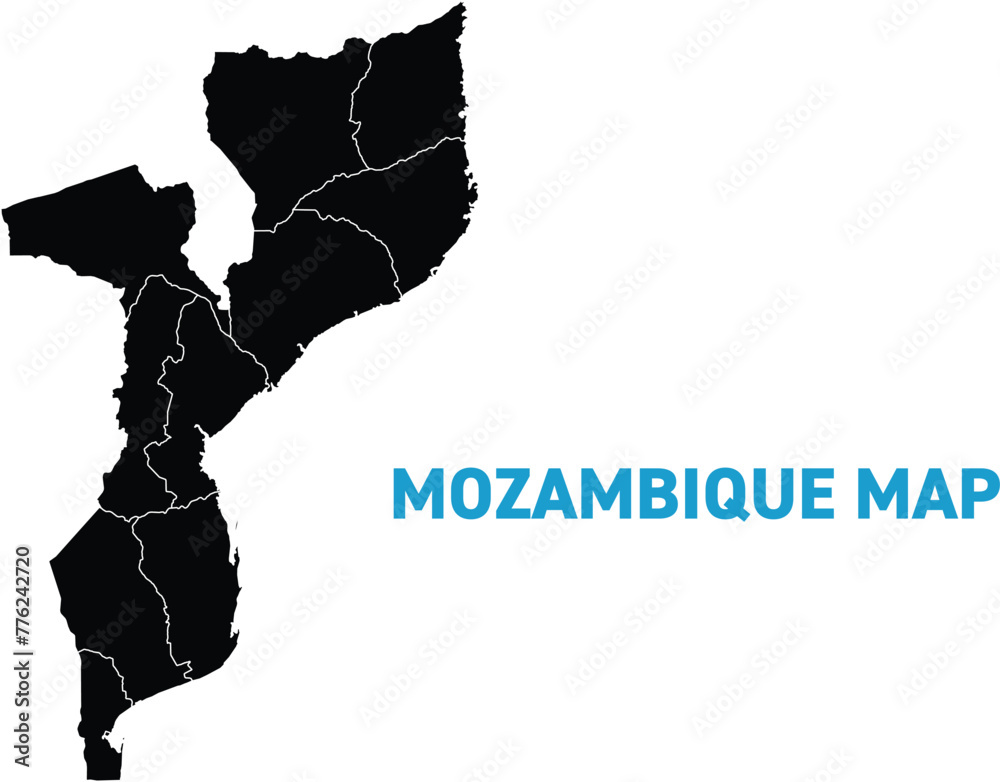 High detailed map of Mozambique. Outline map of Mozambique. Africa ...