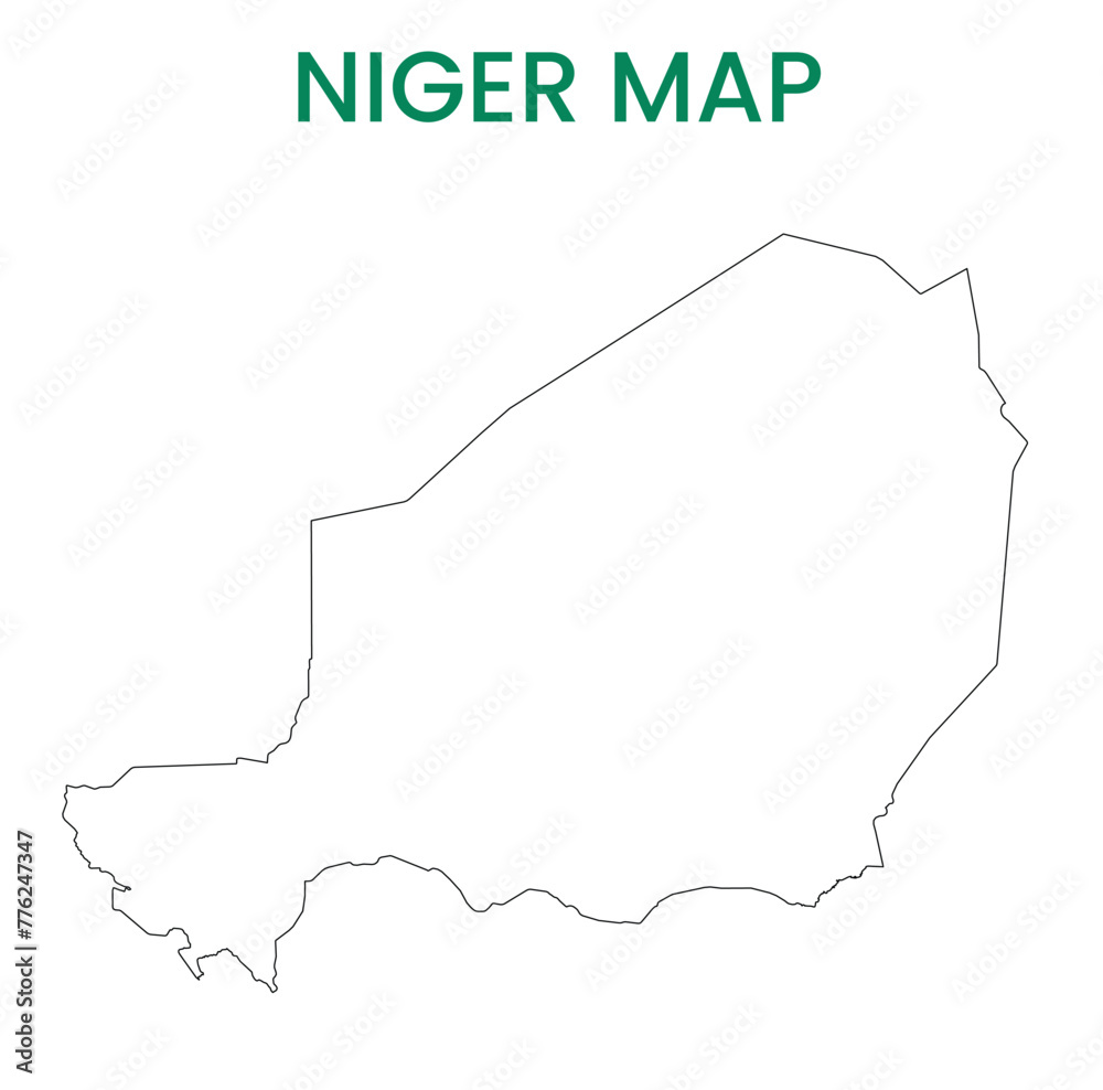 High detailed map of Niger. Outline map of Niger. Africa Stock ...