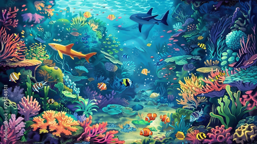 Discover the vibrant underwater world! Witness playful marine creatures ...