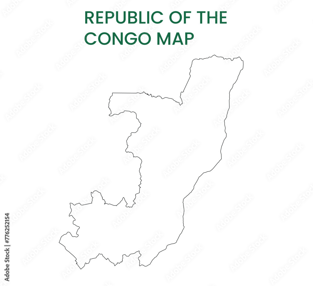 Vetor de High detailed map of Republic of the Congo. Outline map of ...