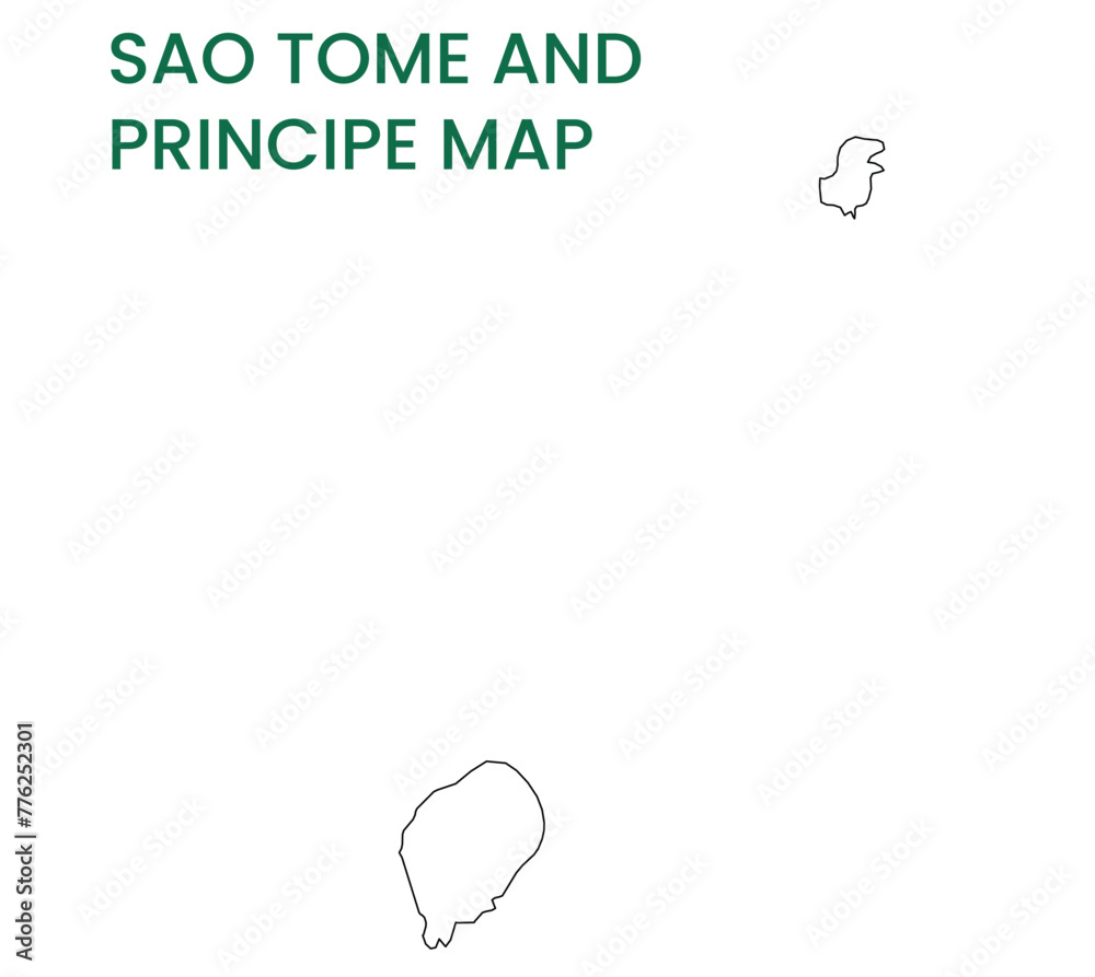 High detailed map of Sao Tome and Principe. Outline map of Sao Tome and ...