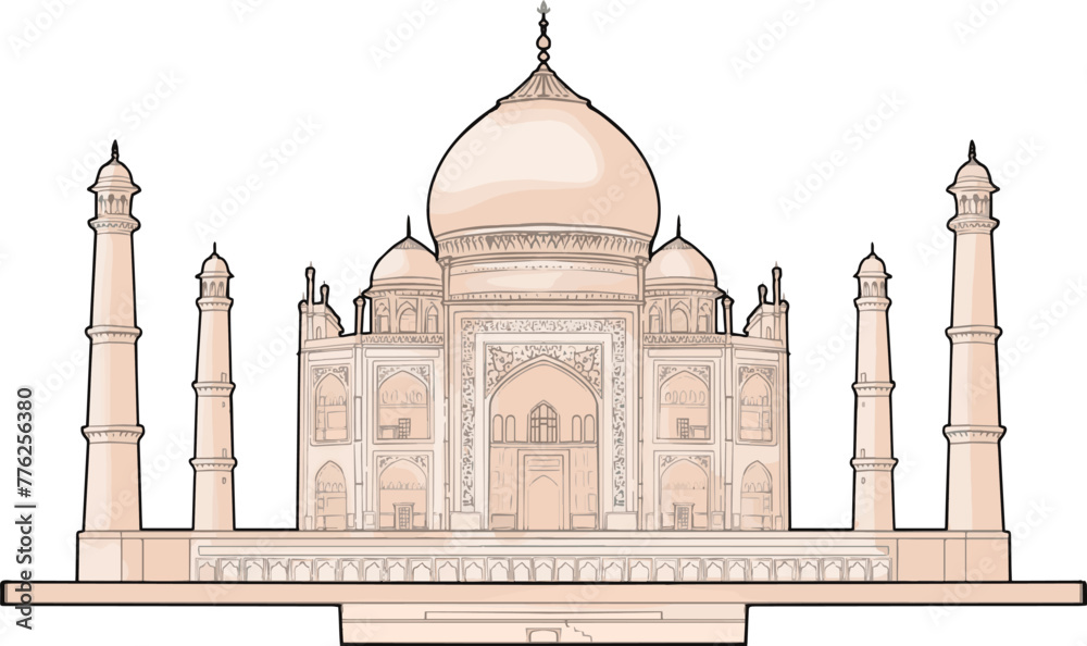 drawing of the taj mahal, lineart, highly detailed linework, taj mahal ...