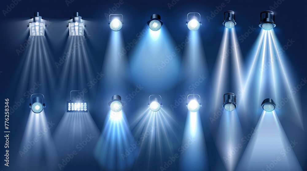 Stadium spotlights are depicted, serving as directional light sources ...