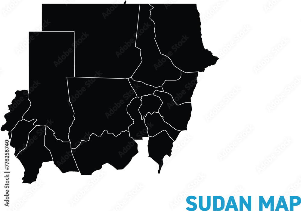 High detailed map of Sudan. Outline map of Sudan. Africa Stock Vector ...