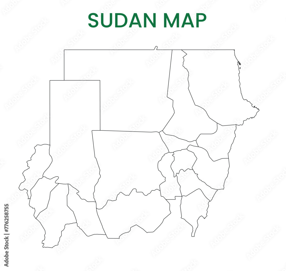 Physical map of sudan