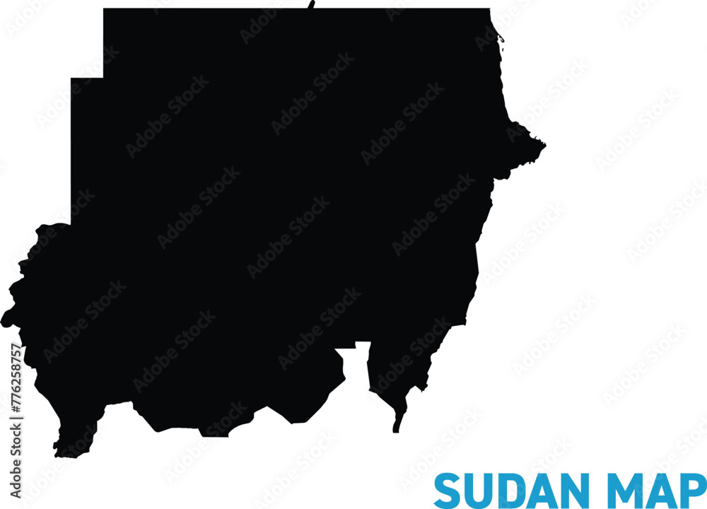 High detailed map of Sudan. Outline map of Sudan. Africa Stock Vector ...